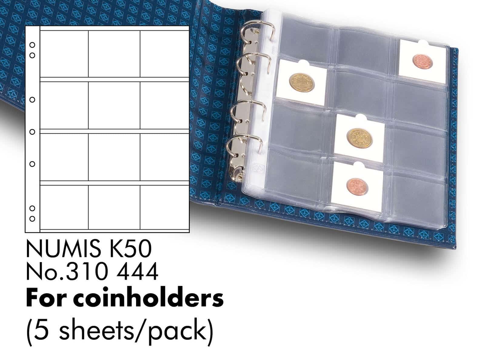 NUMIS K50 Sheets for Coin Holders : Pack of 5 sheets to hold 12 coin ...