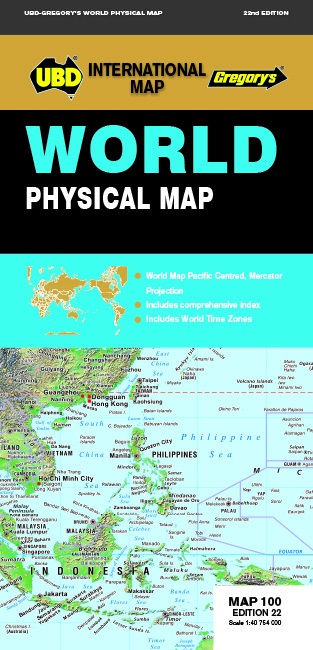 World Physical Map (Pacific Centred) : International Map 100 Edition 22