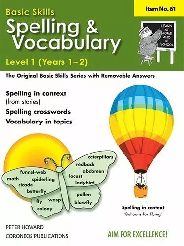 Spelling and Vocabulary Level 1 (Years 1 - 2) Basic Skills No. 61
